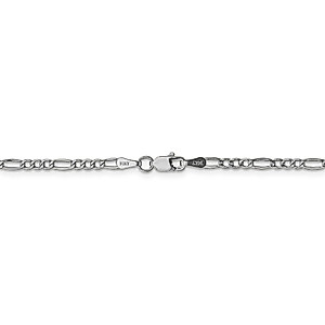 Sonia Jewels 14k White Gold Figaro Chain Necklace - with Secure Lobster Lock Clasp 20" (Width = 2mm)