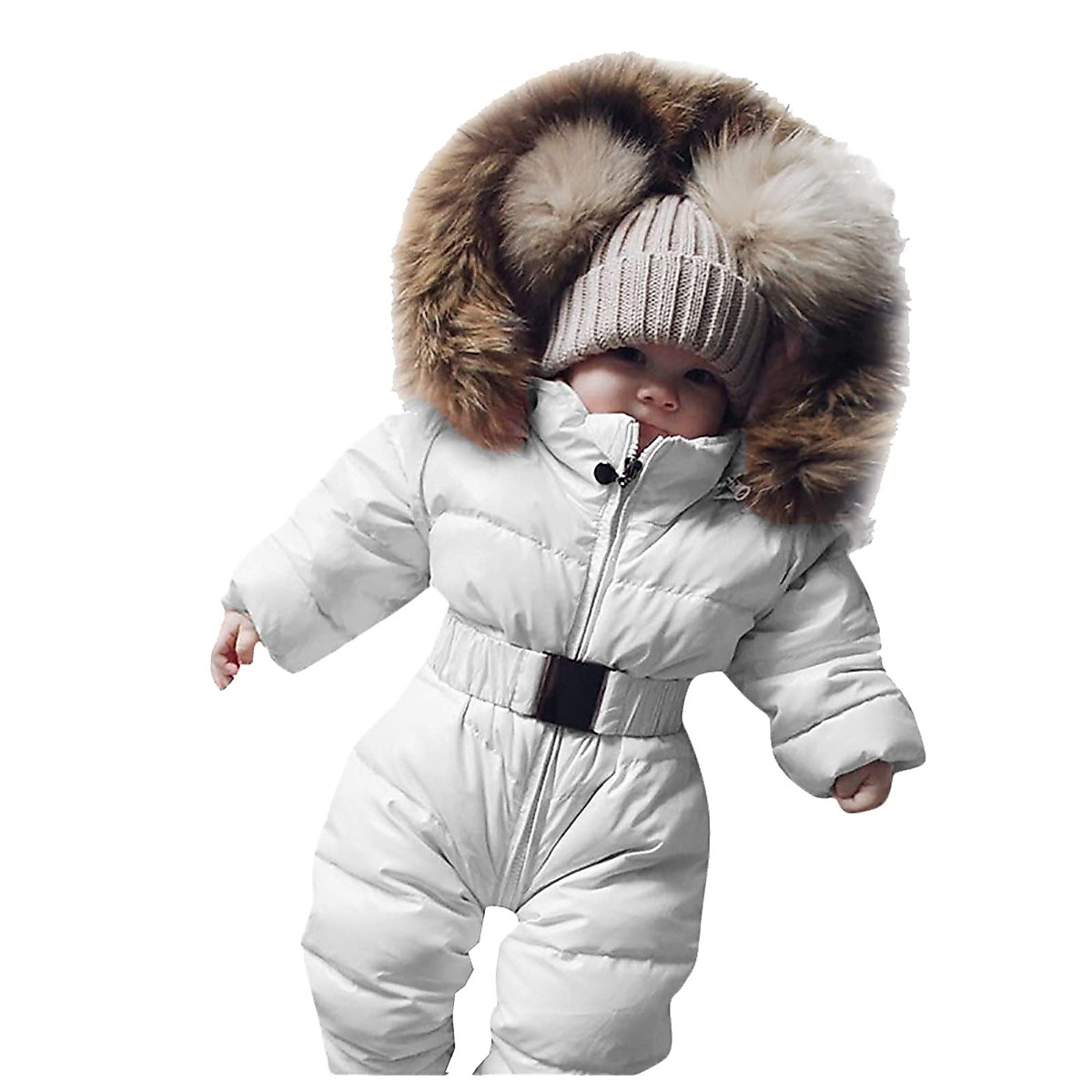 JMMSlmax Outerwear Infant Snowsuit Jumpsuit Baby Girls Coat Jacket with Adjustable Belt Hooded Warm Girls Jacket Coat Romper