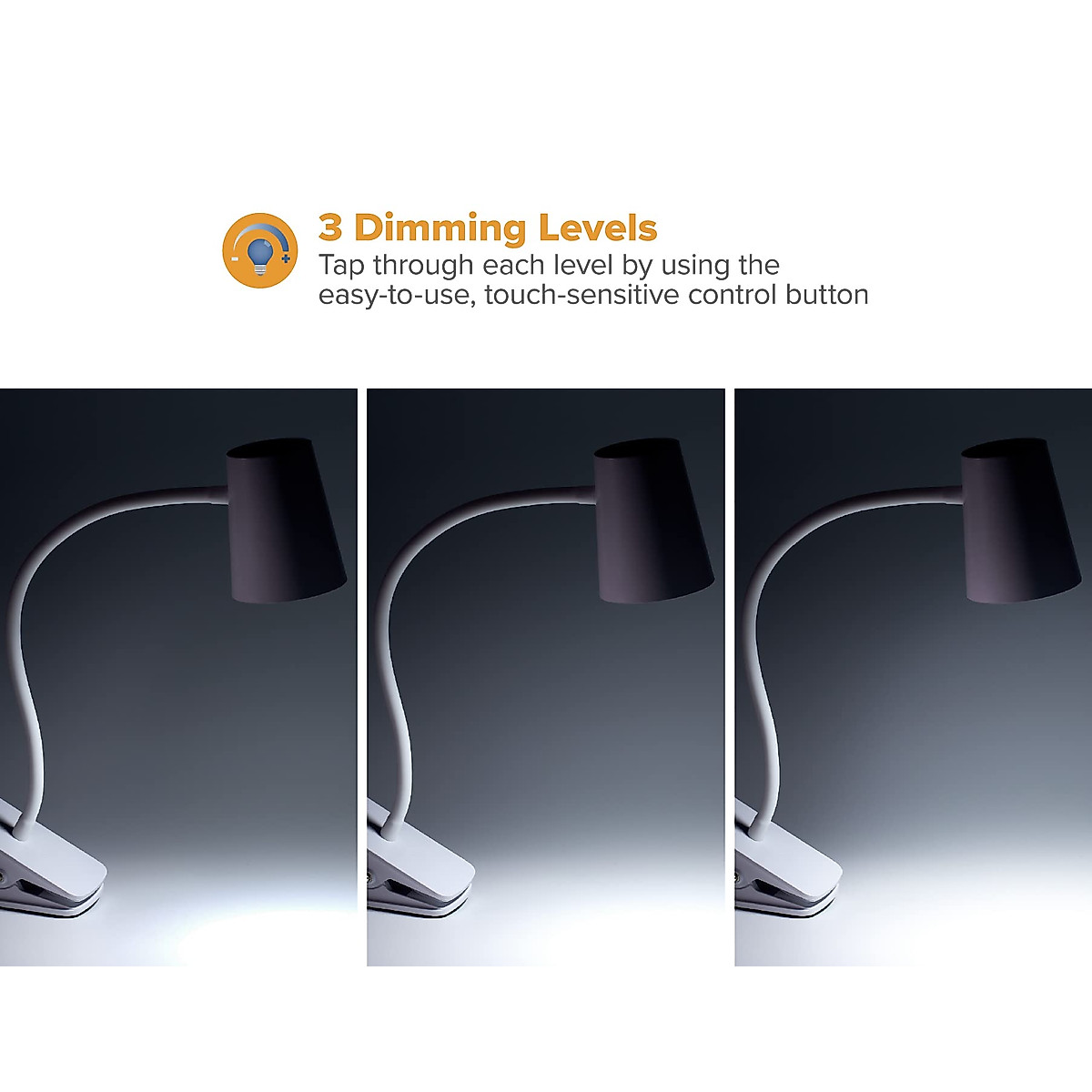 Bostitch Office Adjustable LED Clamp Light, Compact Design, Flexible Neck, Flicker Free, Suction Cups for Stable Installation, White (LED2103)