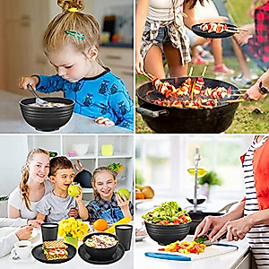 DUOLUV Plates and Bowls Sets for 8, 32-Piece Kitchen Dinnerware Set for 8 Tableware Wheat Straw Dinner Plates, Dessert Plates, Bowls and Cups, Dishes Set for Home Parties Camping - Black