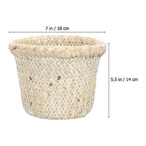 DOITOOL Rattan Trash Can Wicker Waste Basket Natural Garbage Bin Vintage Trash Buckets Laundry Hamper Storage Baskets Plant Pot 7inch X 5.5 inch