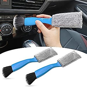 2PCS Double Ended Portable Cleaning Brush, Car Cleaning Brushes, Air Conditioner air Outlet Cleaning Brush, Auto Interior Detailing Brushes, Soft Bristles Brush