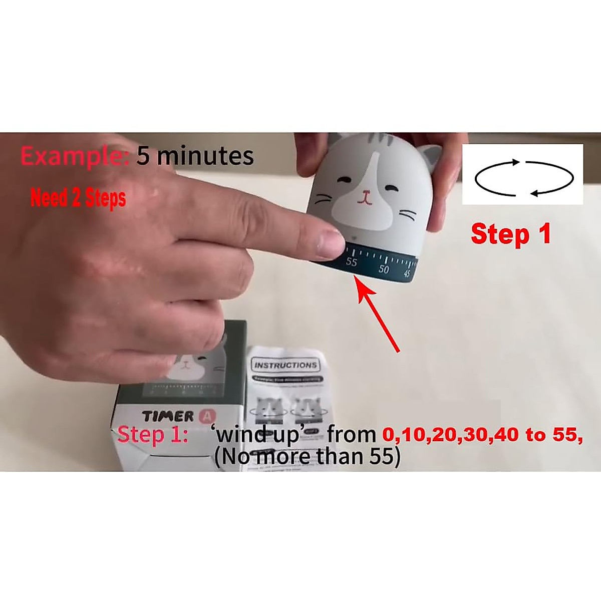 Red Dollar Mechanical Kitchen Timer, 60-Minute Wind Up Dial Rotating Countdown Egg Reminder No Batteries Loud Ring Cute Time Management for Cooking Valentine's Day Spring Gift (Light Orange)