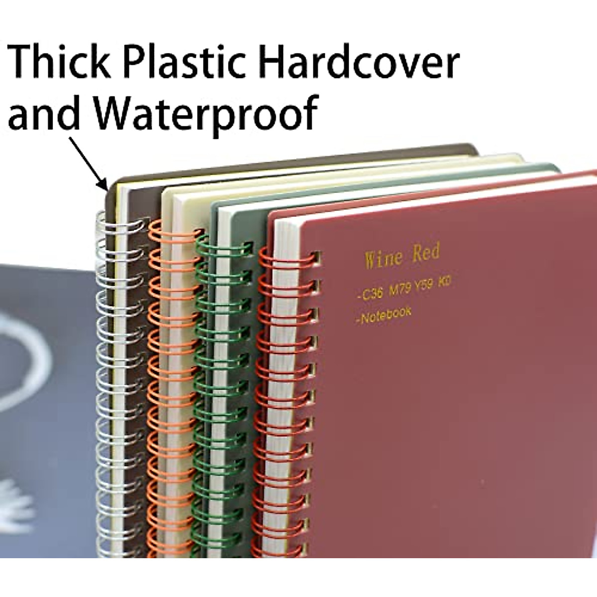 Yansanido Spiral Notebook, 4 Pcs 4 Color A5 Thick Plastic Hardcover 7mm College Ruled Paper 80 Sheets (160 Pages) Journal for School and Office Supplies (4 Pcs A5)