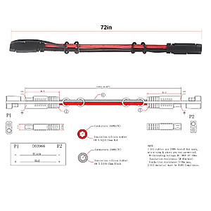 10Gauge SAE Extension Cable 10AWG - 6FT SAE to SAE Cable Battery Charger Extension Cord Heavy Duty 10AWG Quick Disconnect SAE 2Pin Connector Solar Panel Power Connect Plug Harness with Waterproof Cap