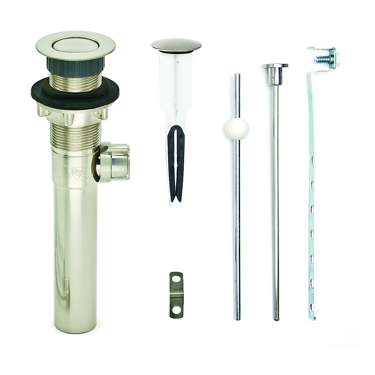 PF WaterWorks PF0736-BN-BN-NO Sink/Lavatory ABS EasyPOPUP Universal Pop-Up Drain Assembly-Easy Remove Stopper-Brushed Nickel (Matching Plated Body Without Overflow)