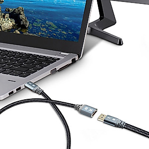 Adoreen 8K DisplayPort Extension Cable 15 feet, Braided DP to DP Extended 1.4 Cord (from 0.6-25ft) Male to Female (8K@60Hz 4K@120Hz 2K@165Hz) Extender Display Port with 5 Ties