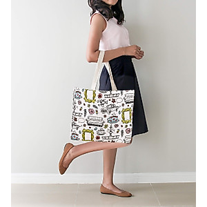 SANITRO Friends Forever [25th Anniversary Ed] Friends TV Show Merchandise Peephole Yellow Frame Kitchen Reusable Grocery Bags (m)