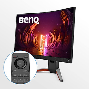 BenQ MOBIUZ EX3210R Curved Gaming Monitor 32" QHD 1440p 165Hz 1ms w/Remote | HDRi | 1000R | Color Optimizer | Freesync Premium Pro | Eye-Care | Height, Swivel & Tilt | 2.1ch w/ 5w sub | USB Hub
