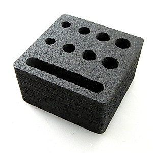 Polar Whale Personal Travel Test Tube Holder Rack Black Foam Lab Storage Organizer Compact Stand Transport Holds 8 Tubes Fits up to 11mm 13mm 15mm 17mm Diameter