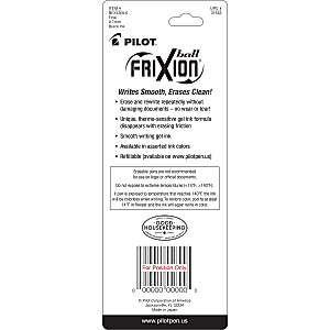 PILOT FriXion Ball Erasable & Refillable Gel Ink Stick Pens, Fine Point, Black Ink, 2-Pack (31553)