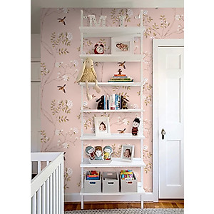 Hopepak Peel and Stick Wallpaper Floral Wallpaper Peel and Stick Purple Pink Contact Paper Self Adhesive Removable Wallpaper Cute Wallpaper for Bedroom Bathroom Nursery Decor 15.3''x78.7''