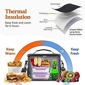 Lifewit Reusable Insulated Lunch Bag for Men, Lunch Box Women, Portable Cooler Freezable Soft Lunchbox Leakproof with Adjustable Shoulder Strap for Adult for Work Picnic or Travel, Black 9L