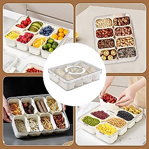 JDISANGI Divided Serving Tray with Lids and Handle, 8pcs Removable Snack Box container for Fruit, Candy, Veggie, Nuts, Snacks, Charcuterie Container Snackle Box for Party, Entertaining, Picnic