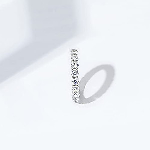 Amazon Essentials Platinum-Plated Sterling Silver All-Around Band Ring set with Round Infinite Elements Cubic Zirconia (3 cttw), Size 7 (previously Amazon Collection)