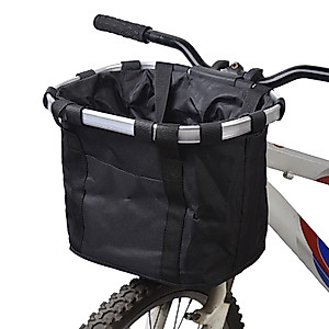 Lixada Bike Basket, Small Pet Cat Dog Carrier Bicycle Handlebar Front Basket Folding Detachable Removable Easy Install Quick Released Picnic Shopping Bag, Max. Bearing: 11lbs