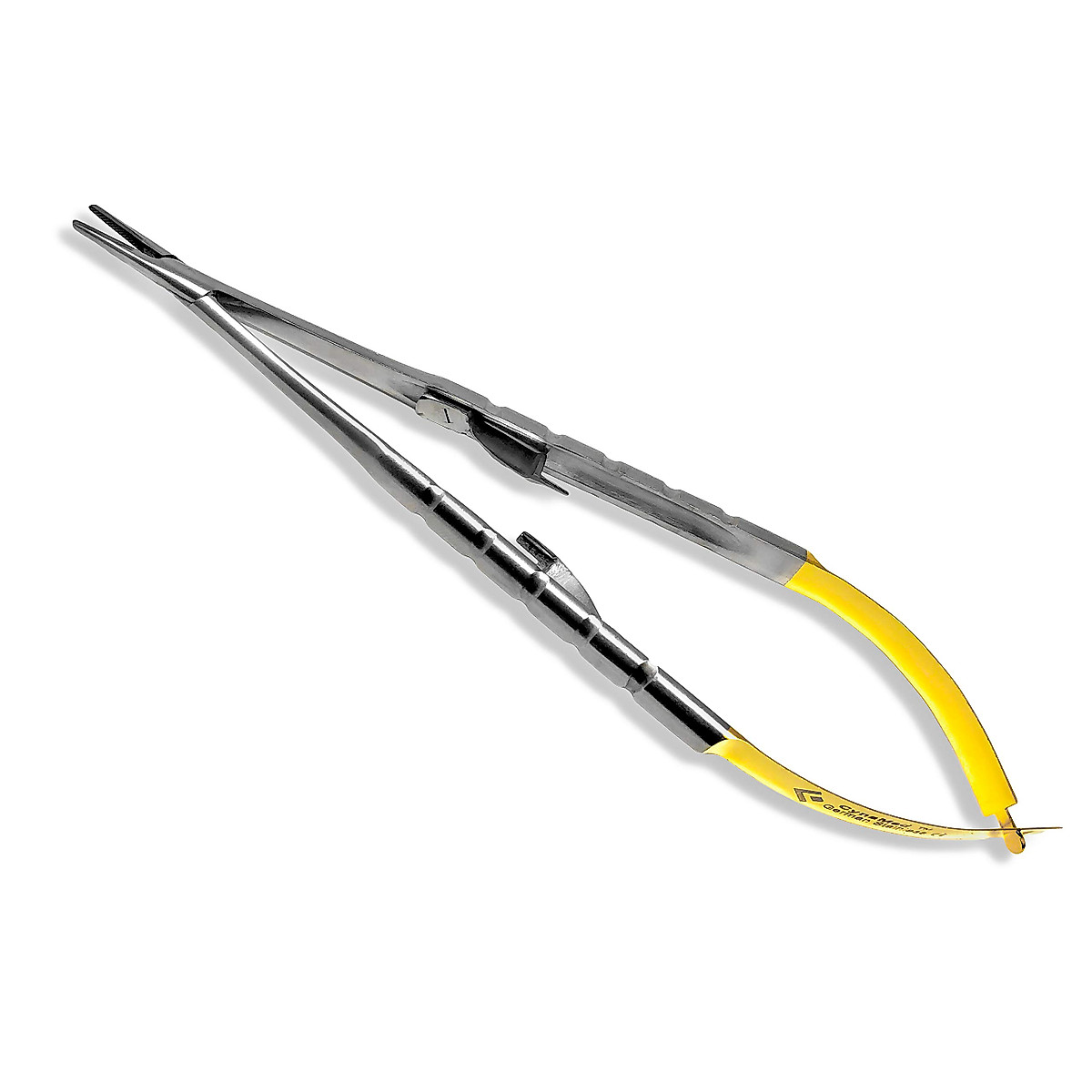 Cynamed TC Castroviejo Micro Needle/Suture Holder Driver with Tungsten Carbide Inserts and Gold Ends - Premium Grade Instrument (5.5 in. Straight Jaws)