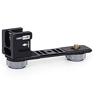 USKEYVISION Triple Cold-Shoe Mount Bracket Kit for Camera & Gimbal 180° Roll Microphone Video Light Mount Dual 1/4in Thread Compatible with All DSLR Cameras & All Gimbals (UVCS1)