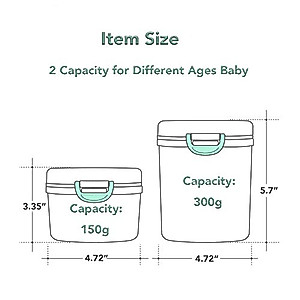 Happiddler Baby Milk Powder Formula Dispenser, Portable Travel Storage Container - for Toddler Candy Fruit Snack Cups (Small, 2. Green)