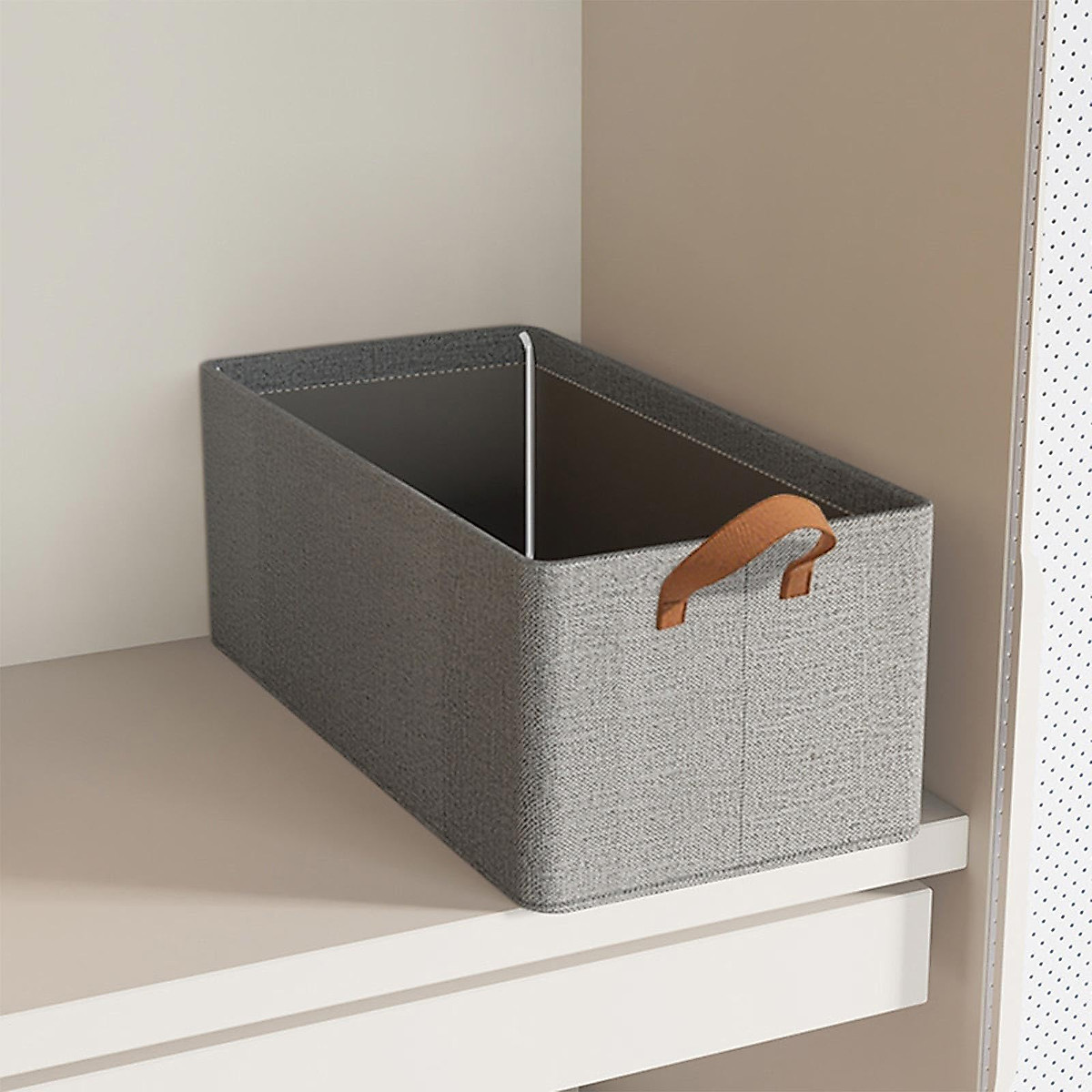 YIWULA Clothing Storage Bins,Closet Bin with Handles, Foldable Storage Baskets, Sturdy Steel Frame,Fabric Containers Storage Boxes for Organizing Shelves (Grey)