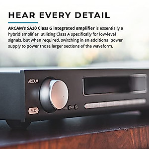 Arcam SA20 Class G Integrated Amplifier - Impeccable Sound & Efficiency - 90W of Power Per Channel - Easily Connects to Surround Sound System
