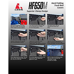 LEER HF650M Quad-Folding Truck Bed Tonneau Cover, Fits Ford F-150 Light Duty, Years 2015-2024, 5'6" Truck Bed, Black
