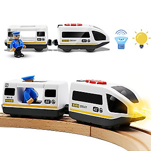 Tiny Land Battery Operated Action Locomotive Train (Magnetic Connection)- Powerful Engine Bullet Train Set Compatible with Thomas, Brio, Chuggington - Train Toys for Toddlers