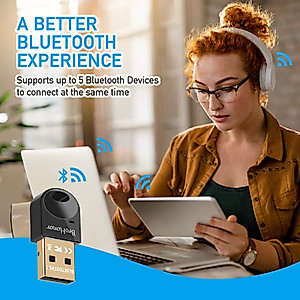 Bluetooth Adapter for PC, Bluetooth 5.3+EDR USB Dongle, Bluetooth Receiver Transmitter for Wireless Keyboard, Mouse, Speaker, Headset, Support Windows 11/10/8.1, Plug and Play No Driver Required