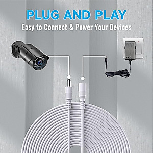 2 Pack 33ft/10M Power Extension Cable, 2PCS DC 12V Power Adapter Extension Cord 2.1mm x 5.5mm, Compatible with 12V DC Adapter Power Supply or Wall Charger for CCTV Security Camera IP Camera(White)