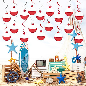 60PCS Gone Fishing Party Hanging Swirls Fishing Birthday Decoration Fishing Bobber Party Streamers Fishing Themed Ceiling Streamers for Fisherman Ideas Photo Props Baby Shower Birthday Party Supplies