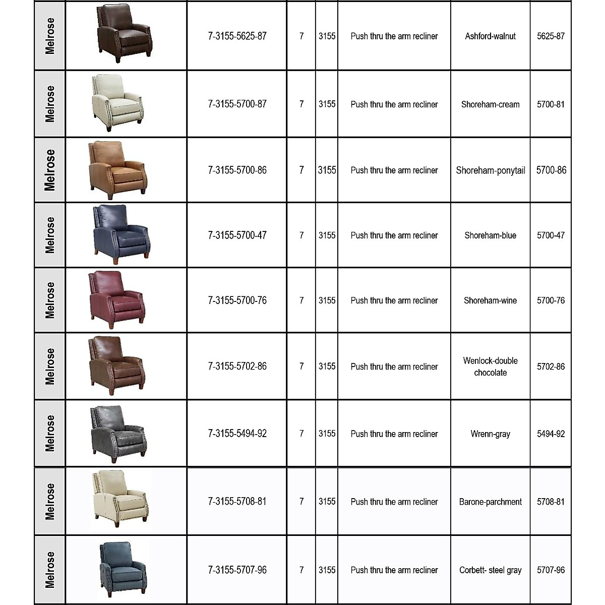 BarcaLounger Melrose Transitional Recliner Lounge Chair with footrest Extension 7-3155 in Ashford Walnut All Leather 5625-87 - Curbside Delivery