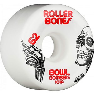 Rollerbones Quad Wheels Bowl Bombers 101a Wheels Skateboard, Unisex_Adult, White, 62 cm