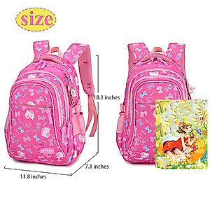 YJMKOI 3PCS Cat print Backpack for Girls 3 in 1 Cute bow print Primary Schoolbag Sets Middle Girl Bookbag with Lunch Box