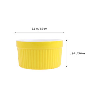 PRETYZOOM Ceramic Ramekins Porcelain Dishes Dessert Custard Baking Cup Round Ceramic Pudding Cup Bowl Ramekins Bakeware for Baking Serving Creme Brulee Lava Cake 5pcs
