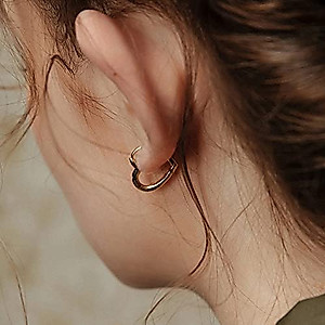 ALEXCRAFT Small Gold Heart Hoop Earrings 14K Gold Plated Tiny Heart Huggie Earrings for Women