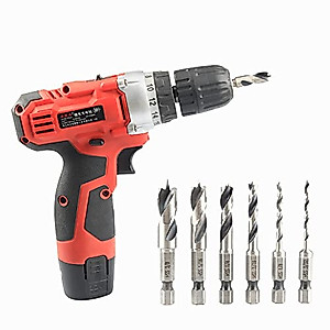 Eyech 6Pcs Brad Point Drill Bits Stubby Drill Bit Set for Wood |Spiral Twist Bit 1/4" Quick Change Hex Shank | 4241 High Speed Steel | for Quick Change Chucks and Drives