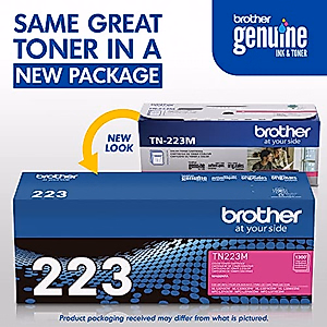Brother Genuine TN223M, Standard Yield Toner Cartridge, Replacement Magenta Toner, Page Yield Up to 1,300 Pages, TN223, Amazon Dash Replenishment Cartridge