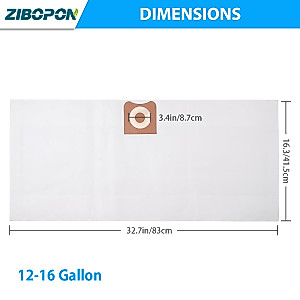 6 Pack VF3502 High Efficiency Dust Bags Replacement for RIDGID 12 to 16 Gallon Wet/Dry Vacs, Vacuum Filter Bags