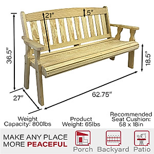 Amish Heavy Duty 800 Lb Mission Pressure Treated Garden Bench (5 Foot, Unfinished)