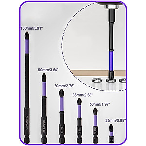 Magnetic Screwdriver Bits - D1 Anti-Slip And Shock-Proof Bits With Phillips Screwdriver Bits - Long Phillips Head Drill Bit - Upgraded High Hardness and Strong Magnetic Bit