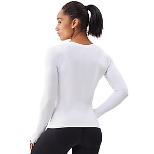 ANNVA U.S.A. Long Sleeve Workout Shirts for Women Swiftly Tech,Athletic Yoga Tops Gym Workout Tops Soft & Stretchy Slim Fit(White,M)