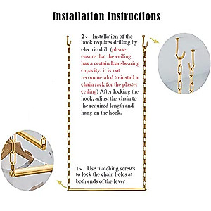 FURVOKIA 2 Pcs Creative Height Adjustable Metal Chain Clothing Hanging Racks,Commercial Wedding Dress Display Shelf,Retail Store Garment Rack,Ceiling Mount Clothes Storage Hanger (Gold, 47.2 L)
