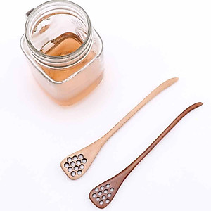 Honey Dipper 4Pcs Honeycomb Heart Pattern Honey Dippers Wooden Long Handle Honey Dipper Stirrer Server Mixing Stick Spoon Home Kitchen Supplies