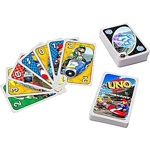 Mattel Games ​UNO Mario Kart Card Game for Kids, Adults, Family and Game Night with Special Rule for 2-10 Players
