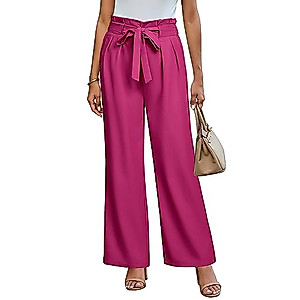 GRAPENT Dressy Outfits for Women Women Fashion Women’S Dress Pants Womans Pants Pink Dress Pants for Women Pink Wide Leg Pants for Women Color Magenta Size L Large Size 12 Size 14