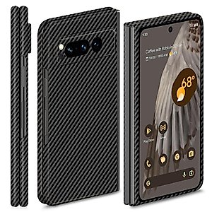 kaisenkec Slim & Thin Case Compatible with Google Pixel Fold, 100% Carbon Fiber Cover for Pixel Fold 7.6" 5G, Matte Black
