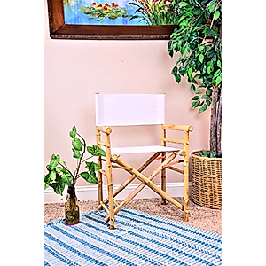 Zew Indoor Outdoor Set of 2 Folding Bamboo Director Chair, 23" L x 18" W x 35" H, Ivory