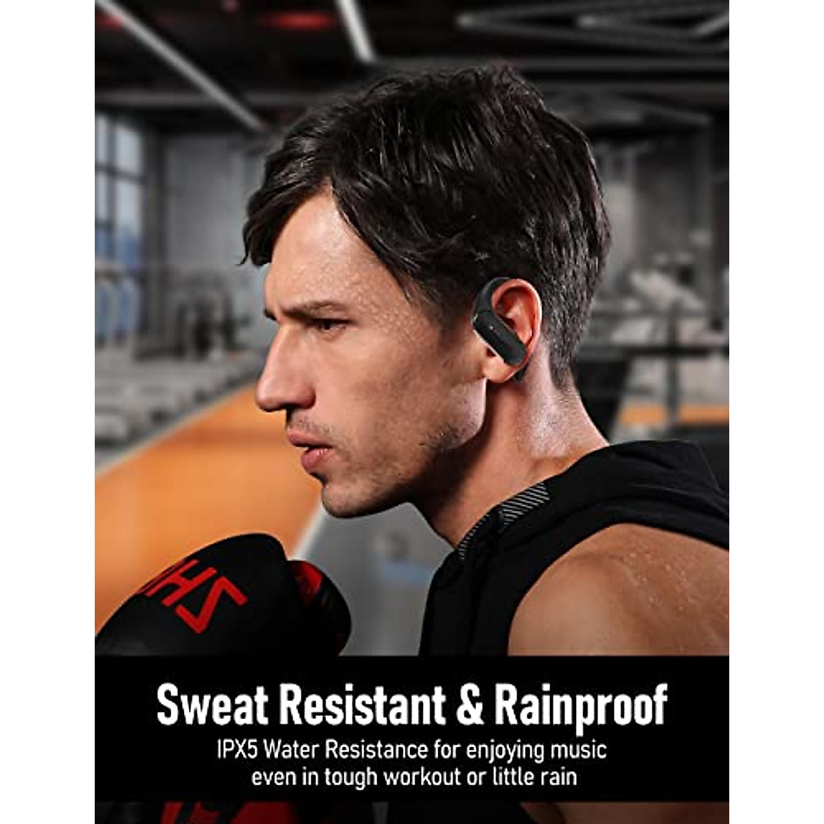 Audiovance SP301 True Wireless Earbuds Bluetooth 5.2 Earphones, Over Ear Headphones with Mic and Earhooks for Women Men Workout Running Sports Gym, 24H Battery Waterproof Ear Buds for iPhone Android.