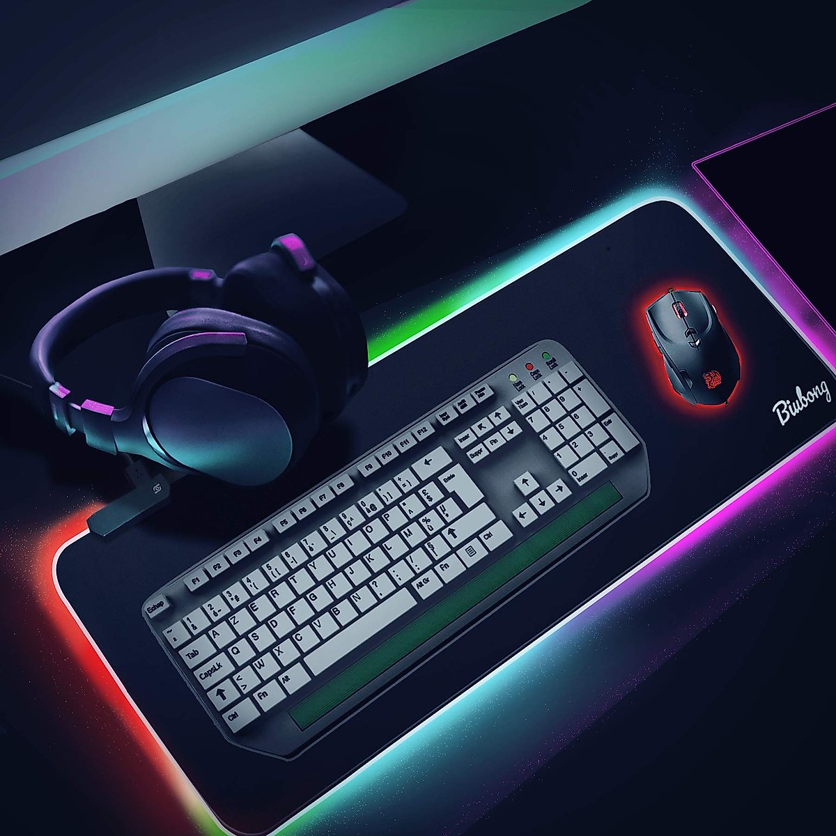 RGB Gaming Mouse Pad, Large Expanded Soft LED Mouse Pad with 14 Light Modes, Anti-Slip Rubber Base for Computer Keyboard Mat, 31.5"x11.8"x0.16" (XL)