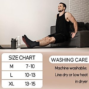 GRPSKCOS Non Slip Socks for Men House Socks with Grips 3 Pairs Anti-Skid Yoga Pilates Tile Wood Floors Hospital Slipper Socks (02 Black+black+black, 7-10)